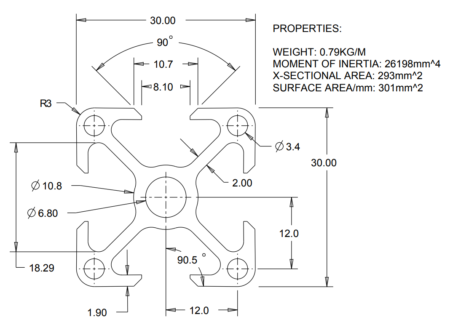 3030 T-slot V-slot aluminum frame t slot v slot tslot vslot